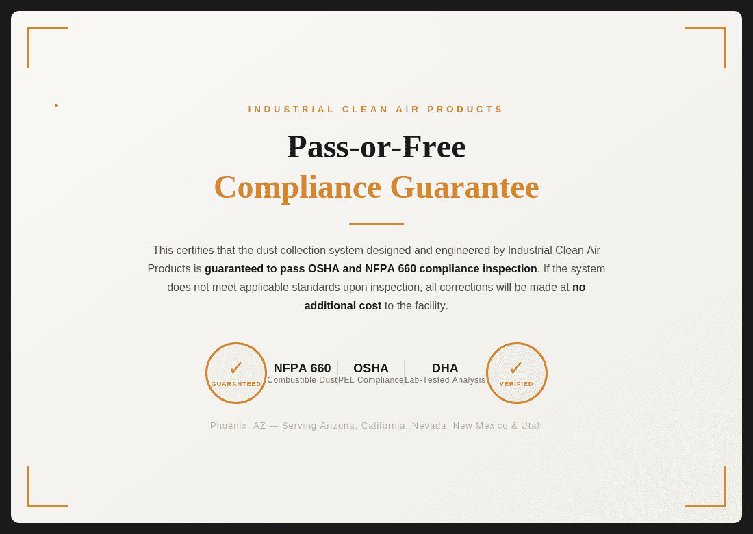 Pass-or-Free Dust Collection Compliance Guarantee | ICAP